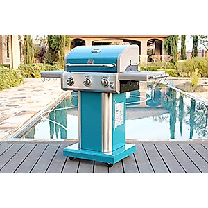 Kenmore 3-Burner Outdoor BBQ Grill, Teal & PA-20281 BBQ Grill Cover, Heavy Duty Weatherproof Fabric for Outdoor Patio Backyard, Fits Grills up to 56" Width, Black