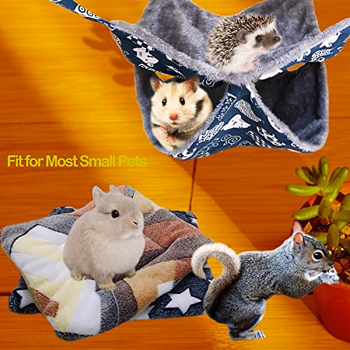 smallbear21 3Pieces Ferret Guinea Pig Hanging Hammock Hamster Soft Warm Beds Mat Rat Cage Accessories Pet Hideout Sleep for Squirrel Chinchilla