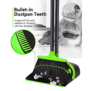 Broom and Dustpan Set, Broom and Dustpan, Broom and Dustpan Set for Home, Upgrade 52" Long Handle Broom with Stand Up Dustpan Combo Set for Office Home Kitchen Lobby Floor Use, Dust pan and Broom Set