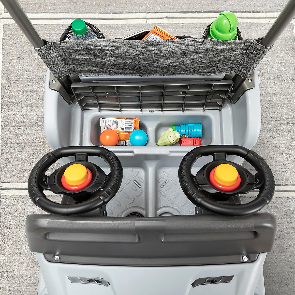 Step 2 Side-by-Side Push Around SUV Car for Kids, Easy Steer Double Rider Push Car, Toddlers Ages 1.5-5 Years Old, Ideal Stroller Substitute, Gray