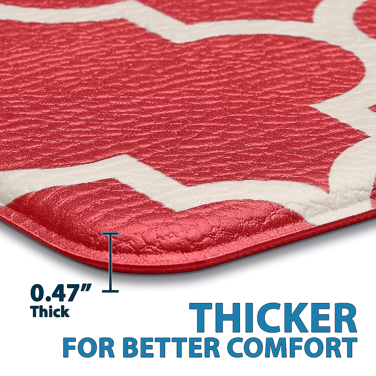 ComfiLife Kitchen Mats for Floor (2 PCs) – Cushioned Anti Fatigue Kitchen Rug for Comfortable Standing – Waterproof, Easy Clean, Non-Slip, Thick Kitchen Mat Set for Home, Office, Sink, Laundry (Red)
