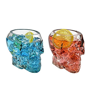 G Francis Crystal Skull Glasses Drinking Set - 2pk 350mL Skeleton Skull Shaped Unique Whiskey Glasses for Wine Cocktails and More
