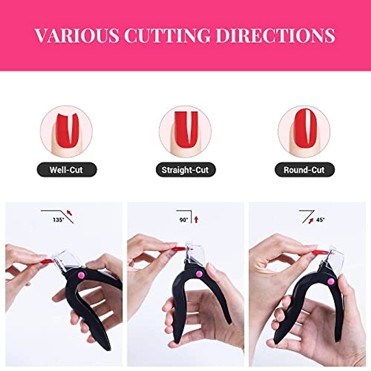 AIRSEE Nail Clippers for Acrylic Nails with Sizer and Catcher Adjustable Nail Tip Cutter with Length Measurement Dial Artificial Fake Extension Trimmer Nail Art Salon Home Manicure Tool Black