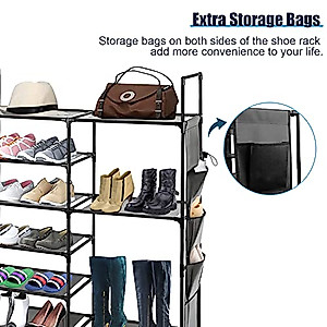 Liwarace Shoe Rack, Shoe Rack Organizer 6 Tiers Shoe Rack for Entryway, Double Rows of Metal Black Shoe Rack for Boots and Shoes Storage