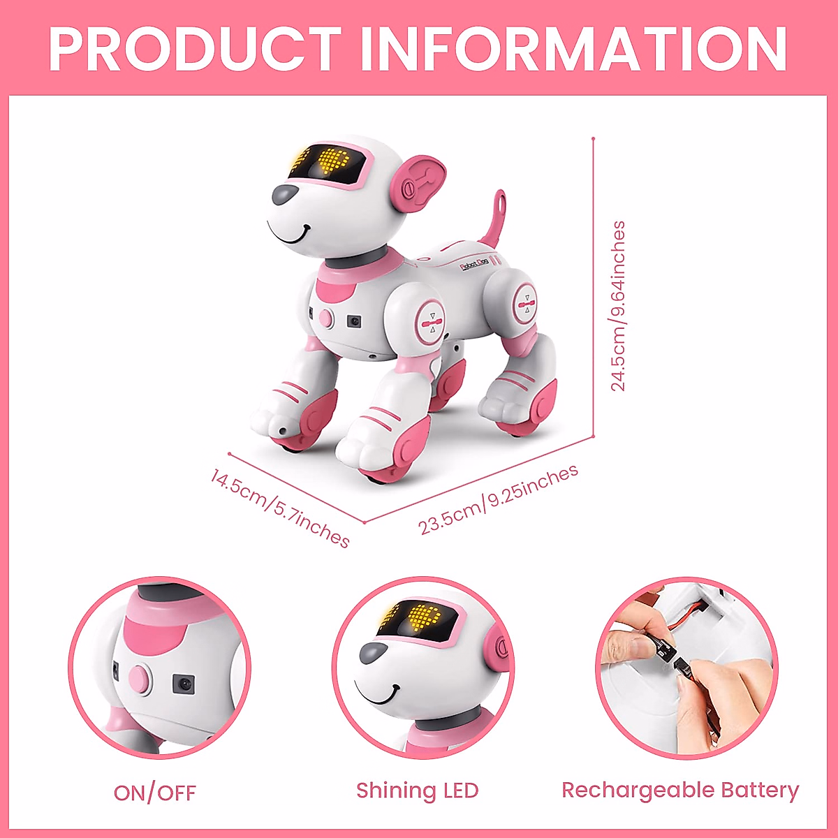 FUUY Robot Dog Toys for Girls Toys Interactive Robot Toy FollowMe Robot for Kids 5-7 Intelligent Remote Control Dog with Sing Dance AI Robotics for Kids Age 3 4 5 6 7 Chrismas Birthday Gifts