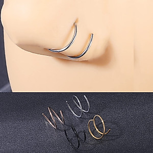 FECTAS Nose Rings Hoop Double Circle Nose Ring Surgical Steel 20g Gauge 8mm 10mm 12mm Nostril Piercing Hoops Jewelry 12PCS