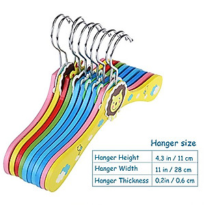 NUOLUX Wooden Hanger for Kids 10Pcs Coat Hangers Random Pattern