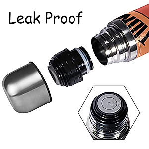 Stainless Steel Leather Vacuum Insulated Mug Coconut Tree Thermos Water Bottle for Hot and Cold Drinks Kids Adults 16 Oz