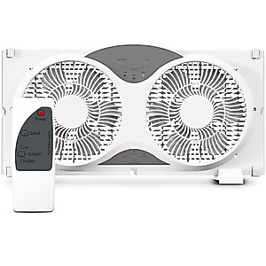 Craig Dual Window Fan with Reversible Airflow - Perfect Window Fans for Home Bedroom, Exhaust & Intake Options, Remote Controlled