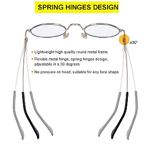 JOVAKIT Retro Round Blue Light Blocking Glasses for Women Men Circle Clear Lens Glasses Non-prescription Metal Frame Eyewear (Silver)