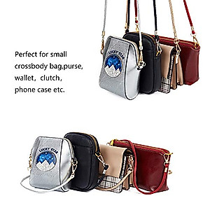Xiazw Thin Soft PU Leather Crossbody Replacement Chain Strap for Small Bag，Purse，Wallet，Clutch，Phone Case (Black - Silver)