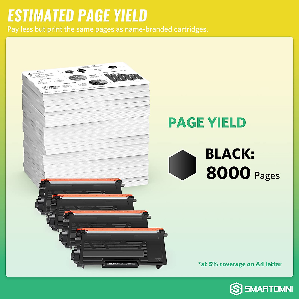 S SMARTOMNI TN850 TN850 TN820 High Yield Compatible Toners_Cartridges_Printer Replacement for Brother TN850 TN820 TN-850 HL-L6200DW HL-L6200DWT HL-L5100DN DCP-L5600DN MFC-L5800DW Pinter 4 Packs