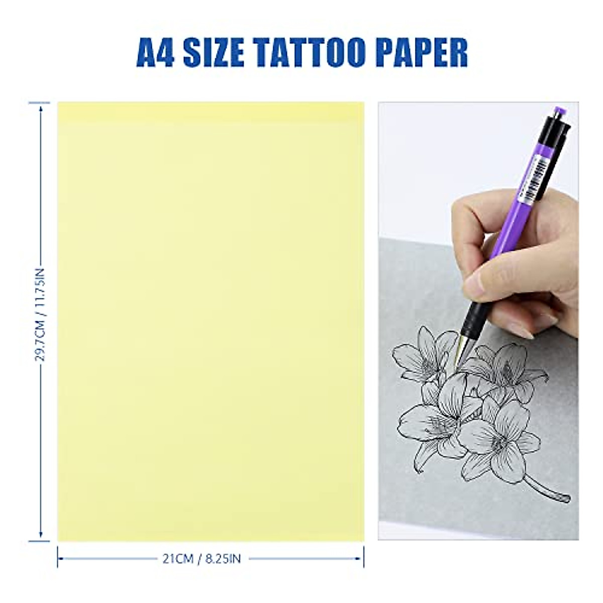 LIUMATE Tattoo Transfer Paper, 100 Sheets Tattoo Stencil Transfer Paper for Tattooing, 4 Layers Tattoo Thermal Stencil Paper A4 Size DIY Tattοο Tracing Paper for Tattoo Transfer Kit