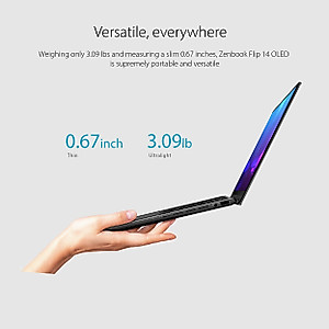 ASUS Zenbook 14 Flip OLED Ultra Slim Laptop, 14” 2.8K 16:10 OLED Touch Display, AMD Ryzen 7 6800H CPU, 16GB RAM, 1TB SSD, NumberPad, Windows 11 Home, Jade Black, UN5401RA-DB74T