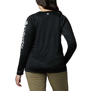 Columbia Women’s PFG Tidal Tee™ II Long Sleeve Shirt, Black, Cirrus Grey Logo, Medium