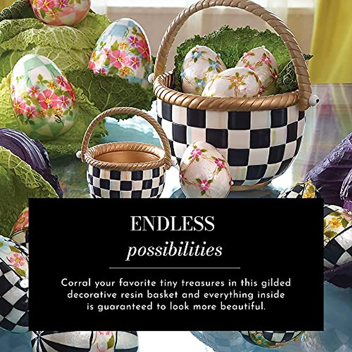 MacKenzie-Childs Courtly Check Basket, Small Decorative Basket for the Home