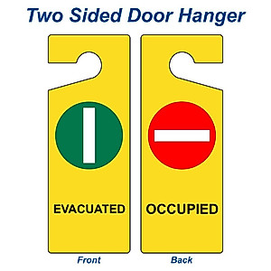 ComplianceSigns.com Pack of 96 Evacuated - Occupied Door Hangers, 8x3 inch Plastic for Emergency Response