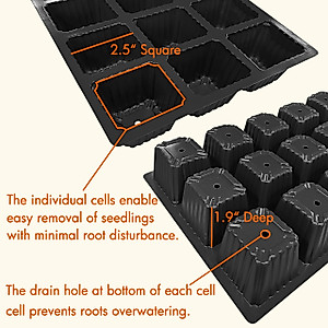 Gardzen 5-Pack Seed Starter Kits, Reusable Plant Germination Trays with Total 75-Cell, Seed Starter Tray with Humidity Vented Domes and Bases for Starting Vegetable Flower Herb Seeds 15" x 9"