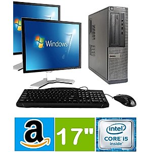 Dell Optiplex 9010 Desktop PC, Intel Core i5-3470 3.2 GHz, 8 GB RAM, 500 GB HDD, Keyboard & Mouse, Wi-Fi, Dual 17" Monitors (Brands Vary), DVD, Windows 10 (Renewed)