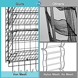 Aokitsink Over the Door Shoe Organizer with Hooks, Metal Hanging Shoe Rack for Door Closet, 4-Tier Adjustable Separator Mesh Wall Mounted Shoe Holder for Men Women