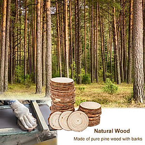 50Pcs 2.4"-2.8" Natural Wooden Slices,Colovis Unfinished Wood Circles with Holes Tree Bark Round Log Discs DIY Crafts Hanging Ornaments (50 Pcs, Natural Wood)