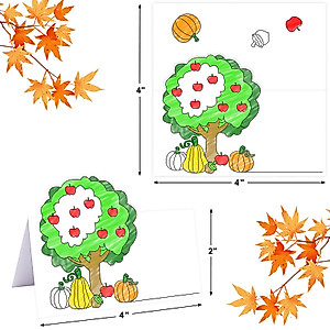 Thanksgiving Place Cards Crafts Table Settings 120PCS Color Your Own Cards Thanksgiving Crafts for Kids Table Name Place Card Fall Harvest