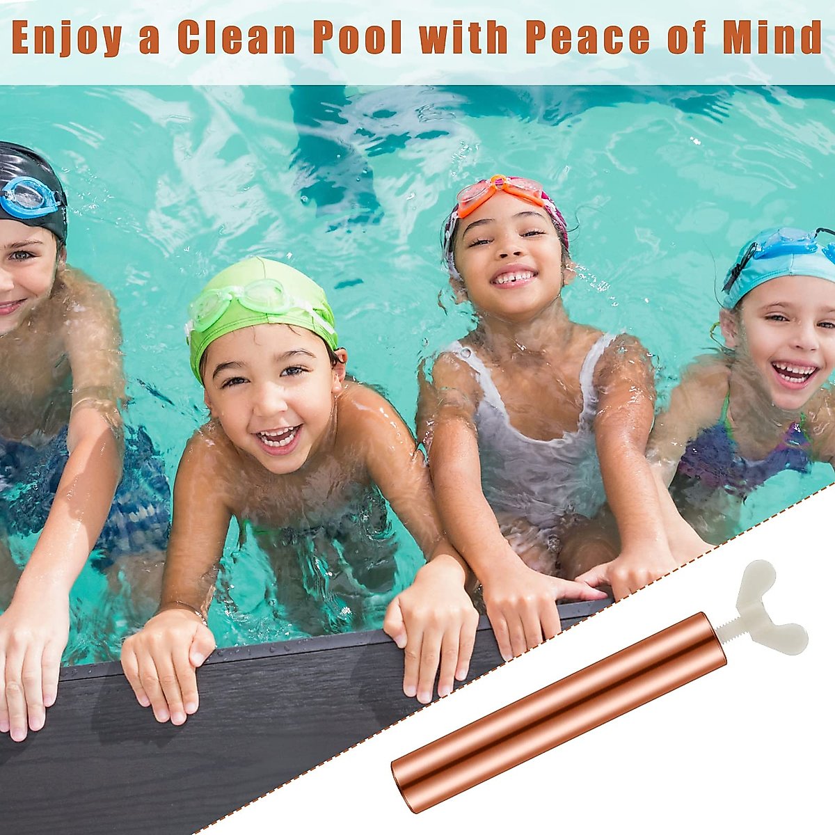 Solar Copper Anode Copper Replacement L=4.13" D=0.71" for Solar Pool Ionizer Chlorine Cost Save for Reduce Irritations Cleans and Clears Your Pool (4)