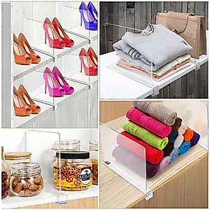 SC Shiza Care Clear Acrylic Shelf Dividers for Closet Organization,Plastic Shelve Divider, Clothes Dividers for Clothes Purses Separators in Bedroom, Kitchen and Office Shelves (4 Pack)