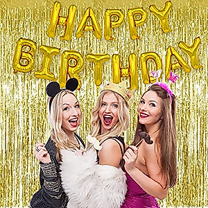 3Pcs Gold Metallic Tinsel Foil Fringe Curtains,3.28ft x 6.56ft Gold Photo Booth Backdrop Streamer,Photo Booth Props,for Party Door Wall Curtains Bachelorette Birthday, Christmas,New Year Decorations