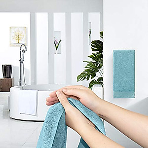 VANZAVANZU Hand Towels for Bathroom, 6 Pack Premium Hand Towels Set, 16×28 Inches Ultra Soft Cotton Highly Absorbent Bathroom Hand Towels Bath Towels (Turquoise)