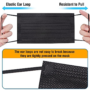 100 Pack Disposable Face Masks, 3 Layer Filter Protection Black Disposable Face Masks