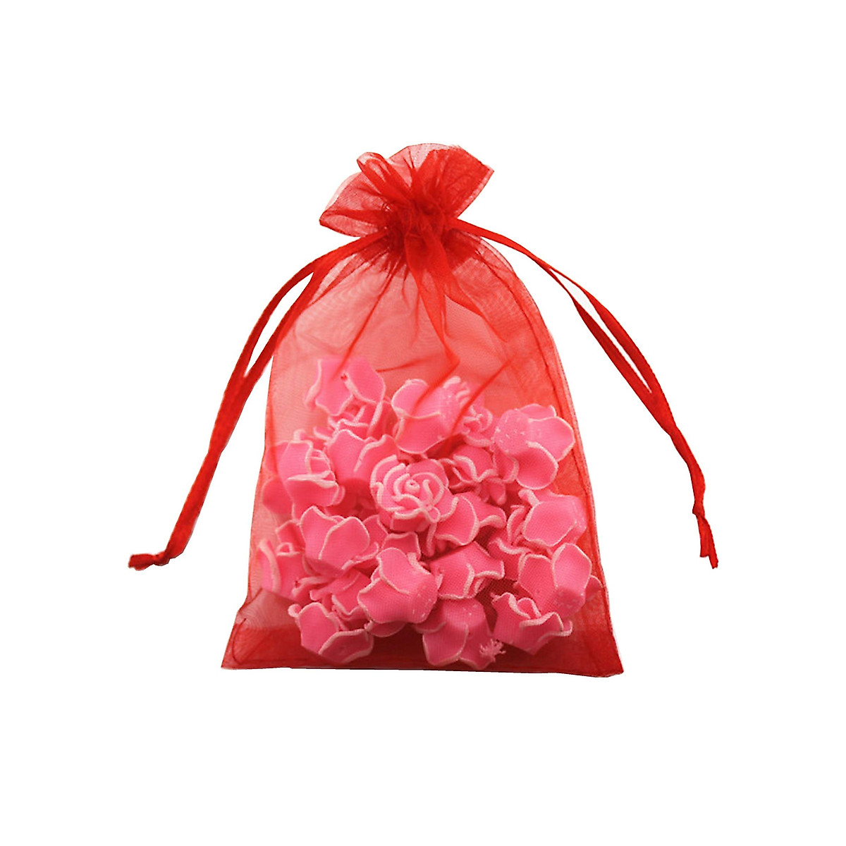 QIANHAILIZZ 8 x 12 Inch 100 pcs Drawstring Bags Organza Fabric Jewelry Gift Pouch Candy Pouch Wedding favors B231 (red)