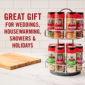 McCormick Two Tier Chrome 16 Piece Spice Rack Organizer with Spices Included, 26.09 oz