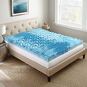 Queen Size 4" Gel Lux Memory Foam Mattress Topper: Contouring Comfort, Pressure Relief Zones, Cooling Gel Infusion, Air Flow Tech, Medium Firm Support, CertiPUR-US Certified