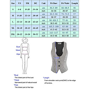 GRACE KARIN Women's Outerwear Vests Fully Lined Blazer Dressy Vest Coat for Work(S, Black-White Plaid)