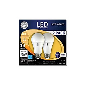 GE Lighting 65941 15W E26 A21 Soft White LED Dimmable Light Bulb44; Pack of 22