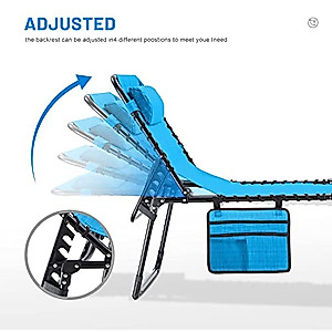 Ezcheer Oversize Folding Chaise Lounge Outdoor, 16 inch Extra High Patio Camping Sunbathing Recliner, Support 350lbs Lay Flat Pool Beach Lawn Chair with Storage Bag