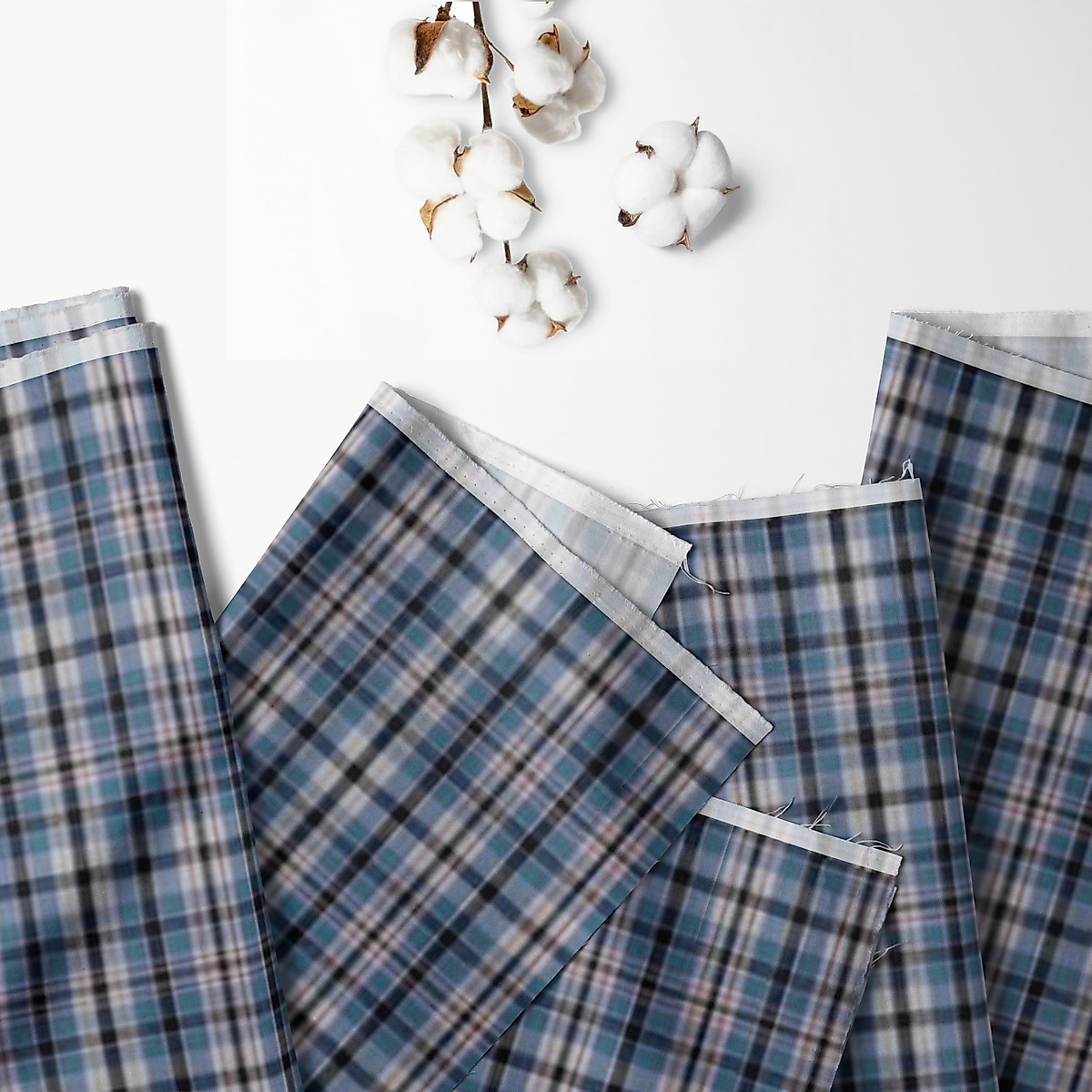 Bacati Crib Fitted Sheet, Blue Plaids Yarn Dyed (Pack of 2)