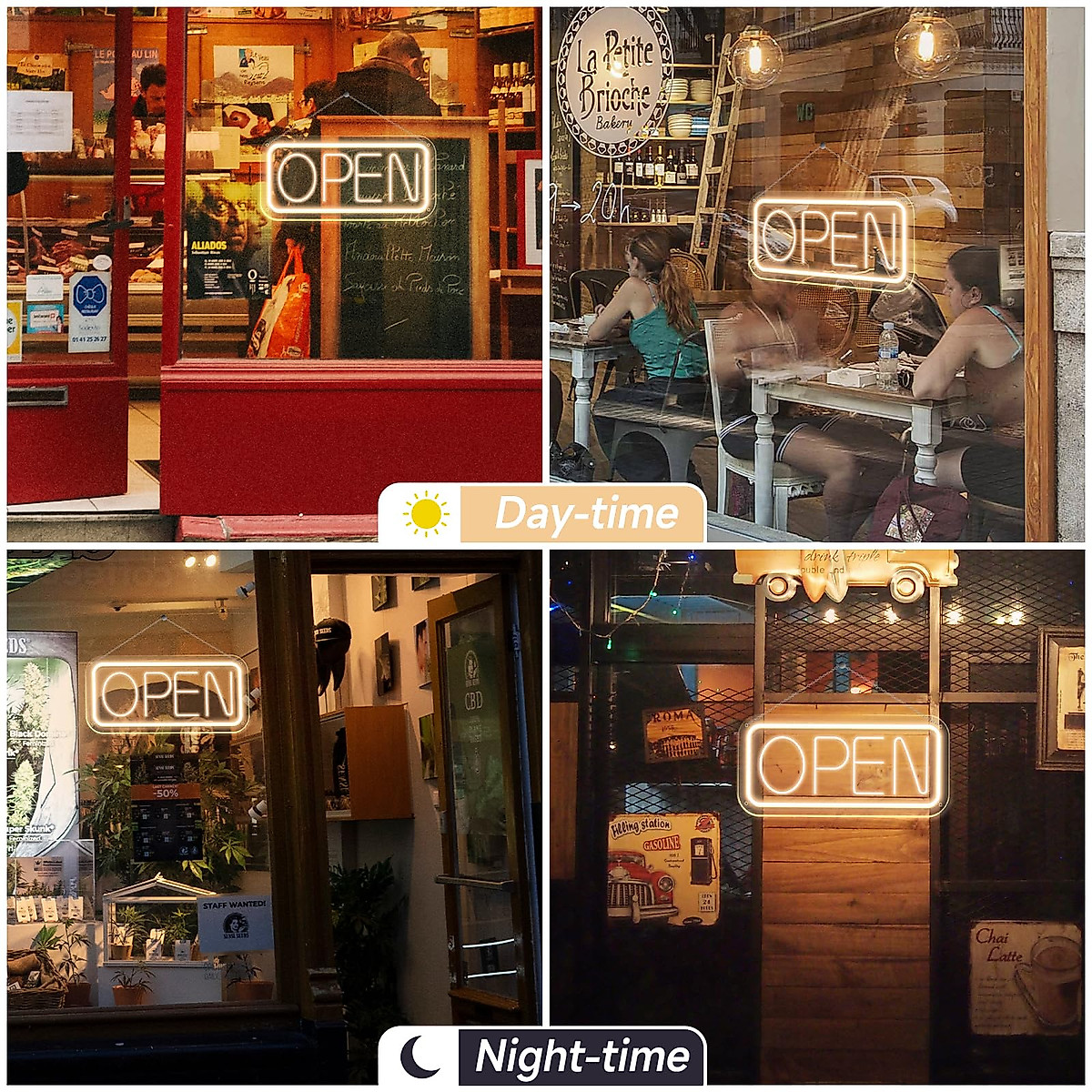 Neon Open Sign for Business, Personalized LED Open Light Up Sign Powered by USB for Bar, Stores, Salon, Coffee Shop Window, Hotel etc Small Business Welcome Neon Sign, Warm White, 15.7x7.5in