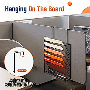 SUPEASY 6-Tier Wall File Organizer with Hooks, Hanging Wall File Holder for Papers, Folders, Files Clipboard & Magazine Organization Great for Office Home, Black