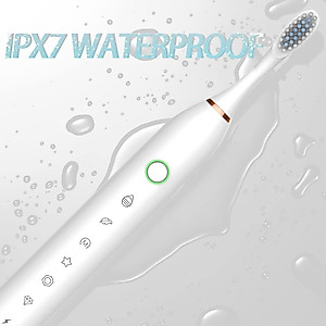 Lukern 2 Pack Sonic Electric Toothbrush, 6 Modes 42000vpm, Toothbrush with 2 Minute Built-in Timer and 8 Brush Heads,White+Pink