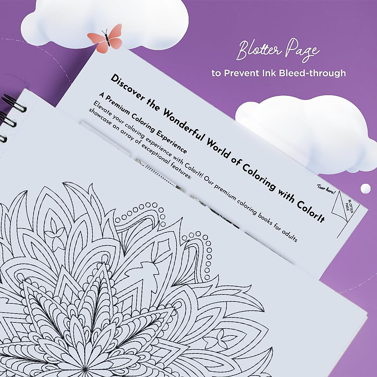 ColorIt Mandalas to Color Volume IV Coloring Book for Adults Relaxation, 50 Single-Sided Designs, Thick Smooth Paper, Spiral Binding, USA Printed, Lay Flat Hardback Book Covers, Ink Blotter Paper