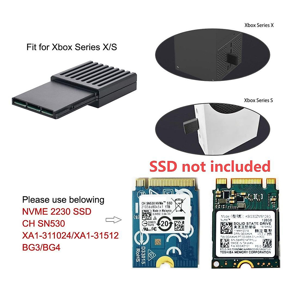 chenyang M.2 NVMe to PCIe 4.0 CF Express Type B Hard Drive Converter Box for Xbox Series X/S 2230mm CH SN530 SSD (Box no Capacity)