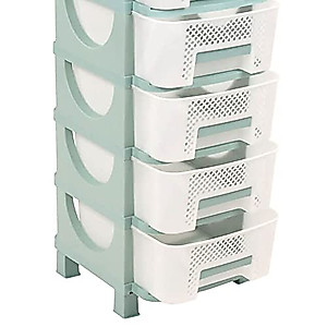 Homeplast Ouma 38 Inch Tall Plastic 5 Drawer Home Storage Indoor/Outdoor Organizer Shelf Unit with Perforated Ventilated Drawers, Green