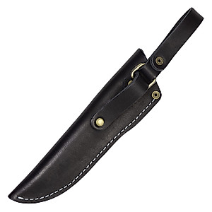 BPS Knives - Belt Knife Sheath - Black Leather Sheath for Mora Garberg - Sheath with Belt Loop for Vertical Carry of Fixed Blade Knife - Free Suspension Leather Case