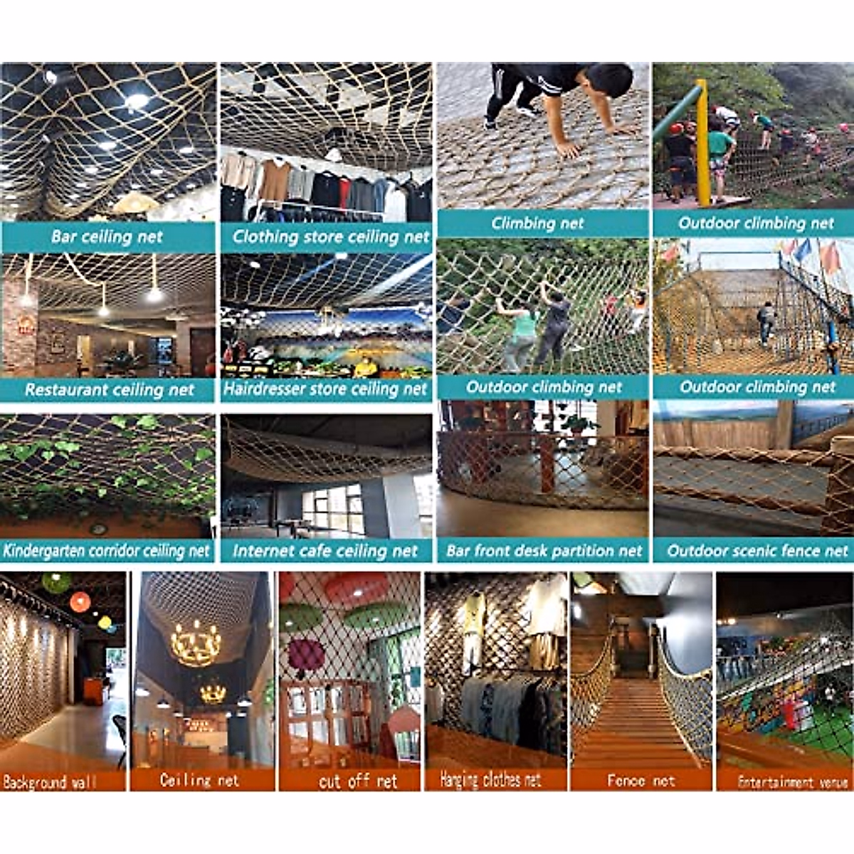 KACQIHTU Hemp Rope Net Child Safety Net Rope Fence Stairs Balcony Railings Garden Playground Safety Protection Rope Netting Climbing Net for Kids