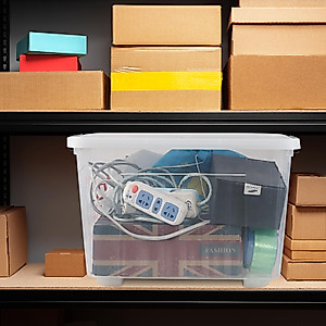 Hayixia 50 LPlastic Storage Bin on Wheels, Pack of 4 Large Latching Container Box, Clear