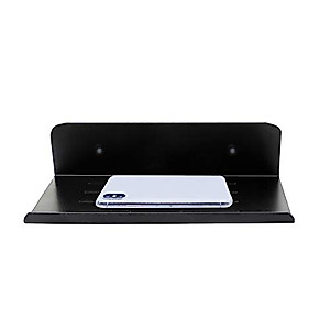 SinLoon 7.8 Inch Small Shelf in Flat Satin Aluminum Bathroom Shelf Wall Mount for Small Speaker Smartphone, Tablet, Toiletries (Black)