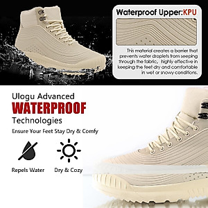 ulogu Snow Boots Women Waterproof Insulated White Duck Boots with Fur Lined Warm Ankle Booties Lightweight Comfortable Winter Shoes Zapatos Botas Invierno Para Mujeres size 6