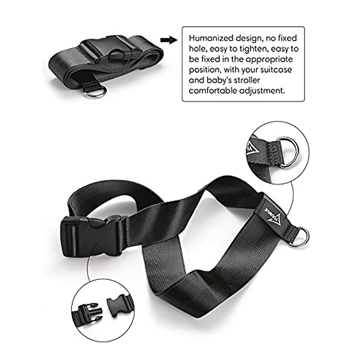 Car Seat Travel Belt, Adjustable Travel Strap for Transport Kid Car Seat to Convert Luggage Carts Into Airport Car Seat Stroller, Easy Carry Universal Size (Black)